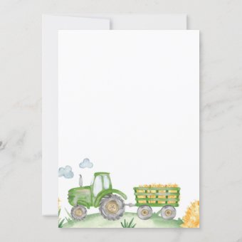 Green Tractor Farm Birthday Party Invitation | Zazzle