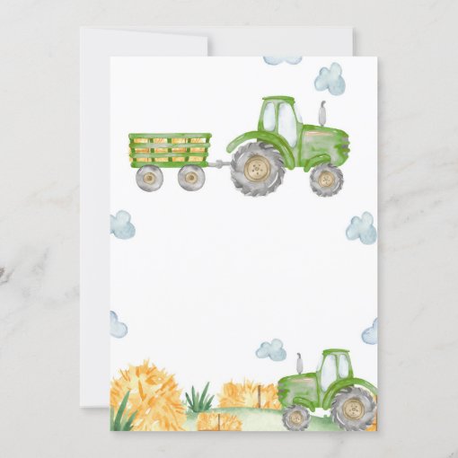 Green Tractor Farm Boy Birthday Party Invitation | Zazzle