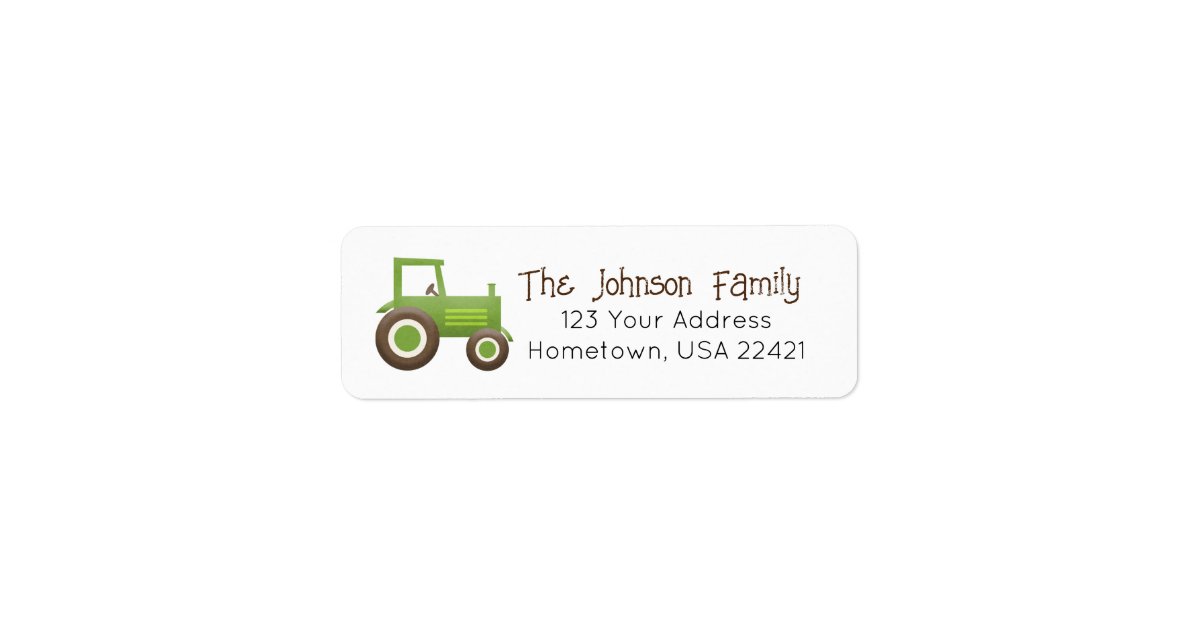 Green Tractor Farm Return Address Label | Zazzle