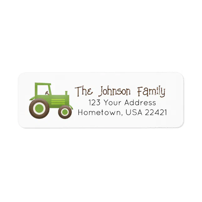 Green Tractor Farm Return Address Label | Zazzle