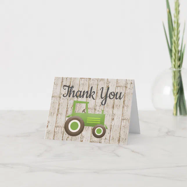 Green Tractor Farm Thank You Card | Zazzle