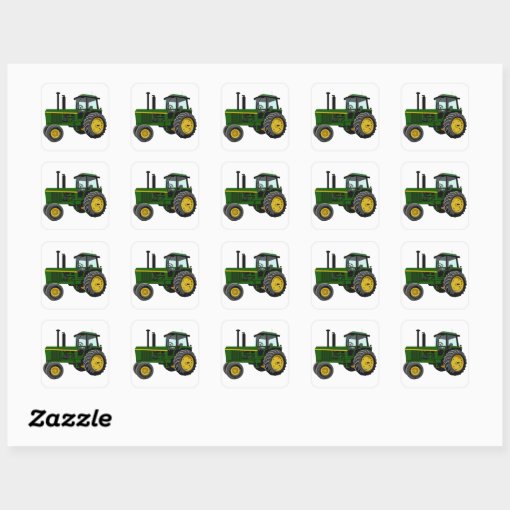 Green Tractor Square Sticker | Zazzle