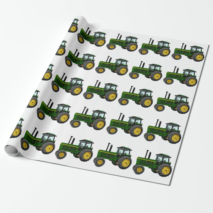 Green Tractor Wrapping Paper | Zazzle