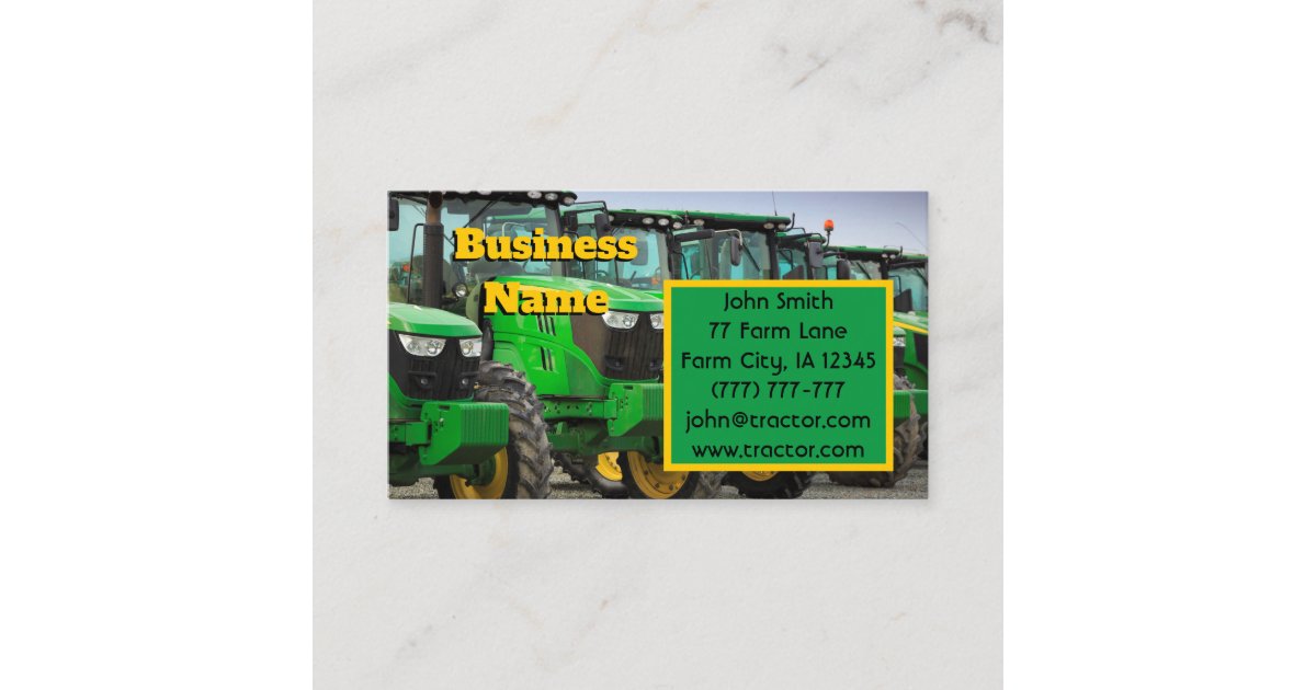 Green Tractors Business Card | Zazzle