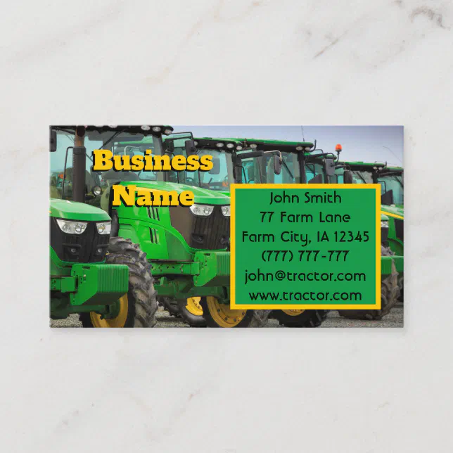 Green Tractors Business Card | Zazzle