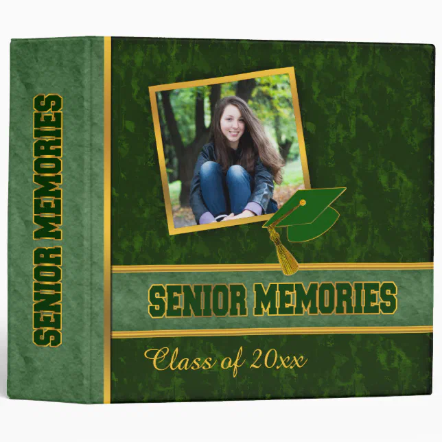 Green Traditional Photo Class Senior Memories 3 Ring Binder | Zazzle