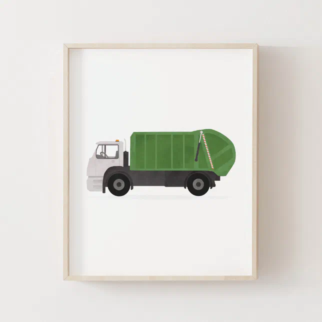 Green Trash Garbage Truck Boys Bedroom Decor | Zazzle