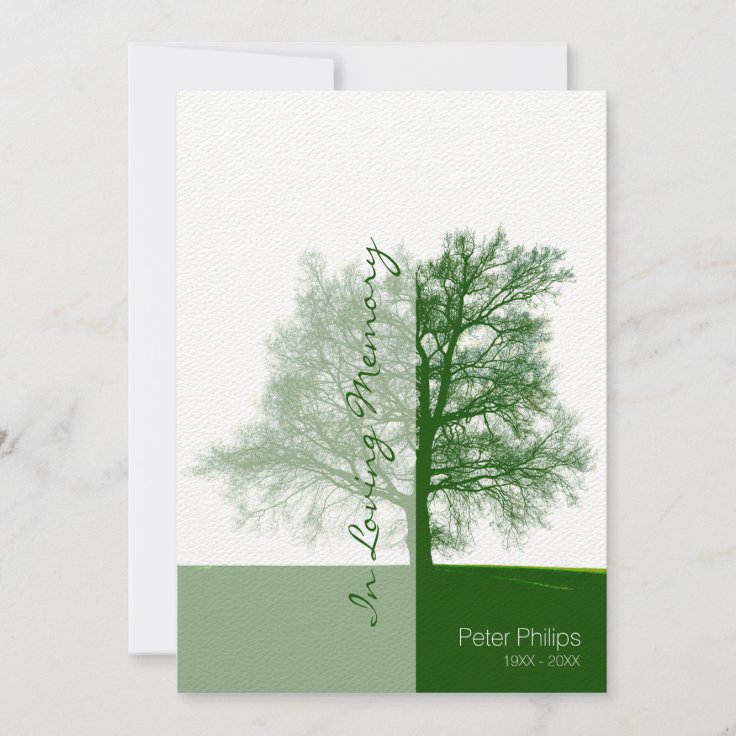 Green Tree 2 Celebration of Life Memorial Service Invitation | Zazzle