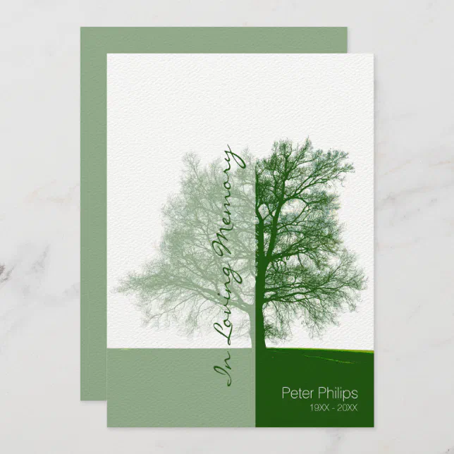 Green Tree 2 Celebration of Life Memorial Service Invitation | Zazzle