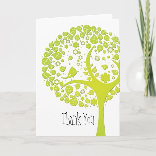{Green Tree} Blank Thank You Greeting Card | Zazzle.com