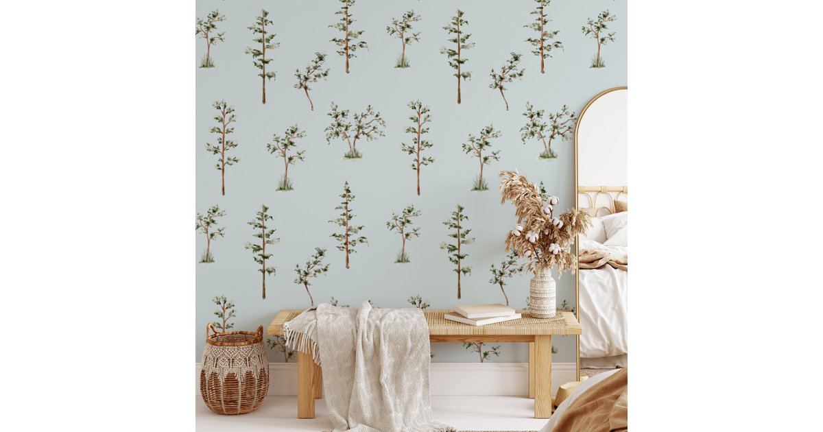 Green Tree Forest Pattern Wallpaper | Zazzle