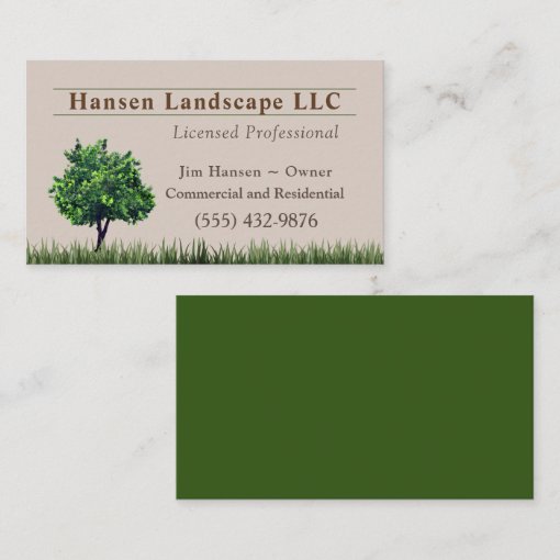 Green Tree Landscaping Yard Tree Service Business Card | Zazzle