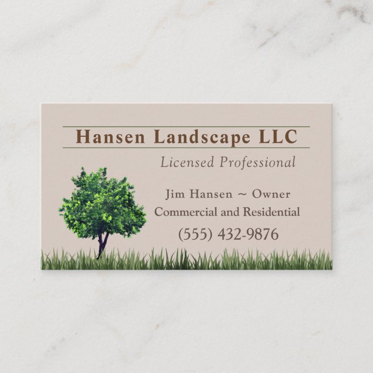 Green Tree Landscaping Yard Tree Service Business Card | Zazzle