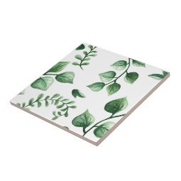 Green Tree Leaf Pattern Ceramic Tile | Zazzle