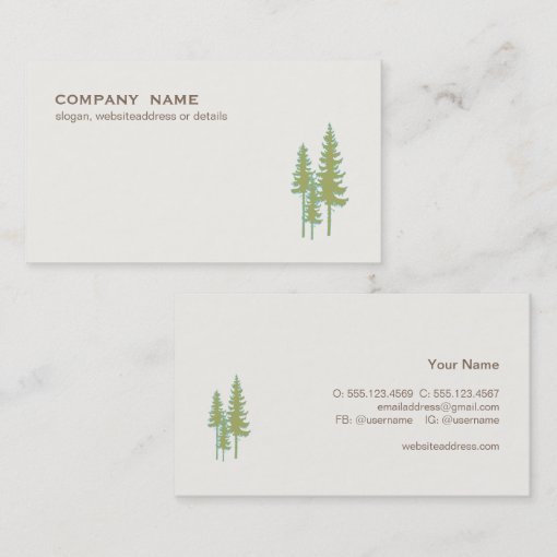 Green Trees Evergreen Nature and Landscaping Business Card | Zazzle