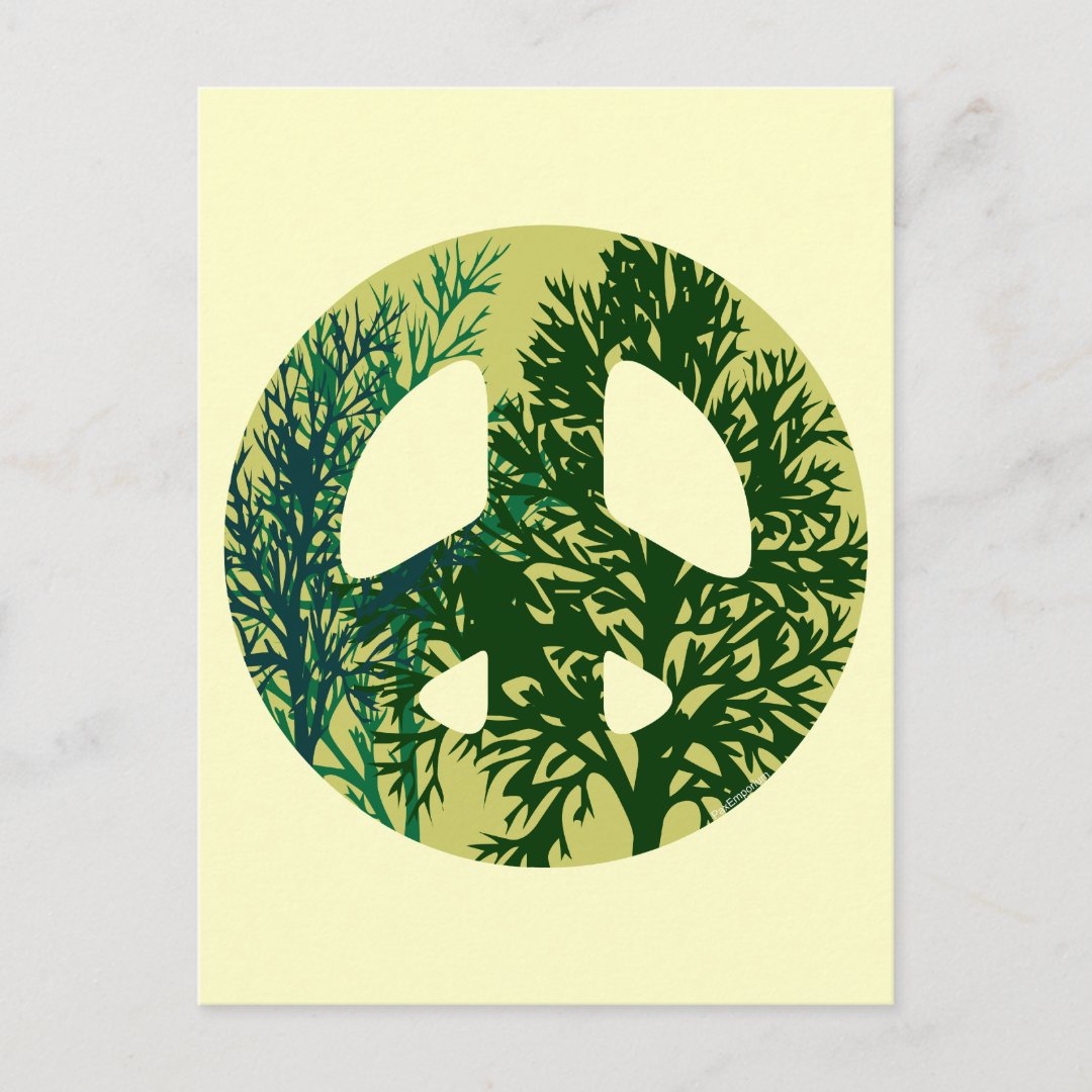 Green Trees Peace Sign Blank Art Card | Zazzle