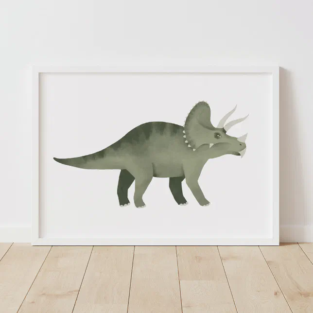 Green Triceratops Dinosaur Kids Room Poster | Zazzle