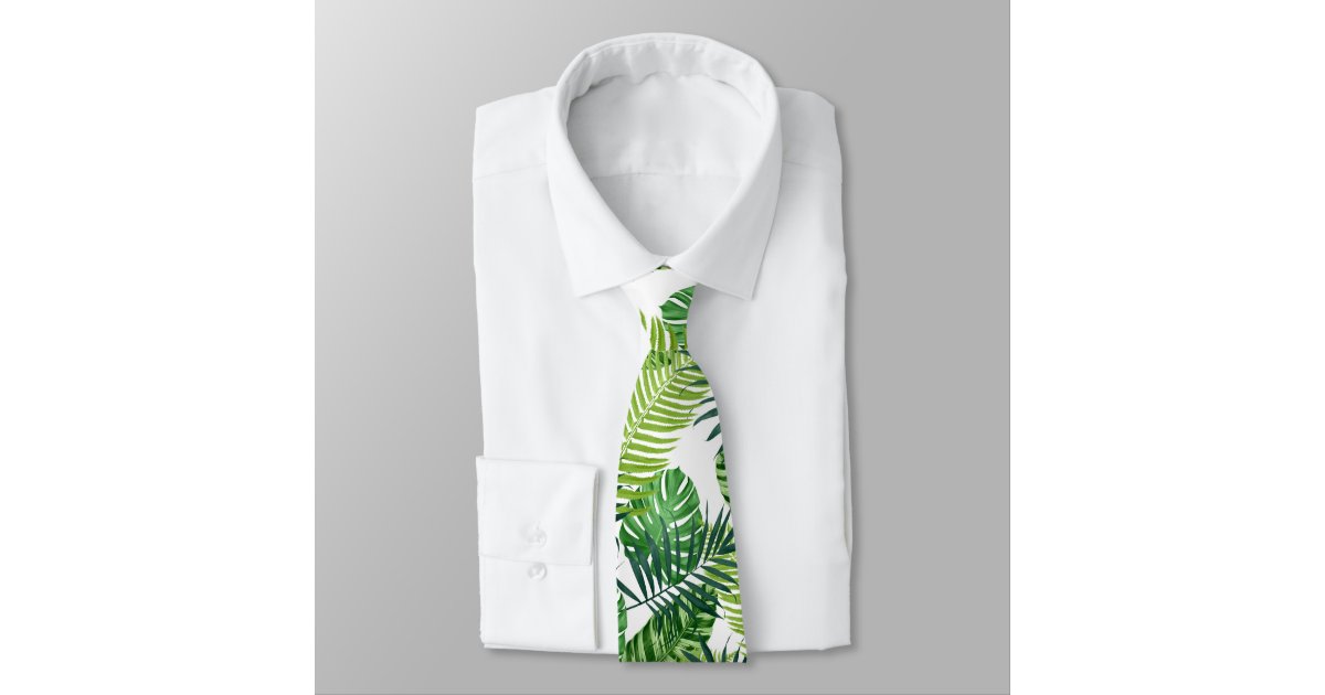 Green Tropical Leaves Neck Tie | Zazzle