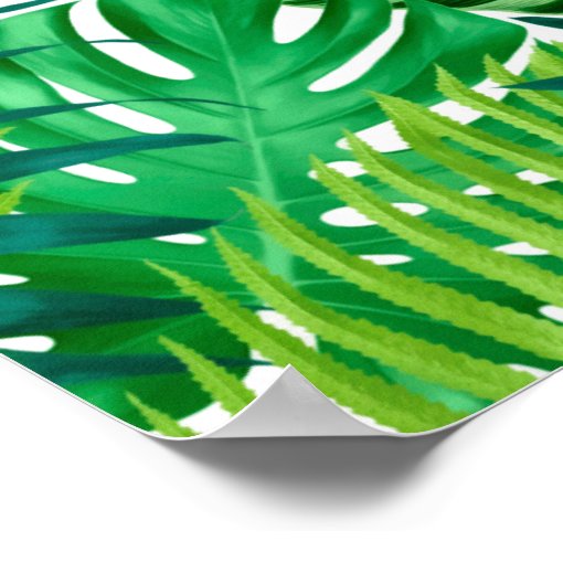 Green tropical leaves poster | Zazzle