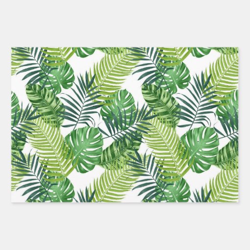 Green Tropical Leaves Wrapping Paper Sheets | Zazzle