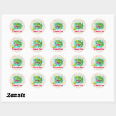 Green Tropical Lizard with Flowers Thank You Classic Round Sticker | Zazzle