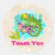 Green Tropical Lizard with Flowers Thank You Classic Round Sticker | Zazzle