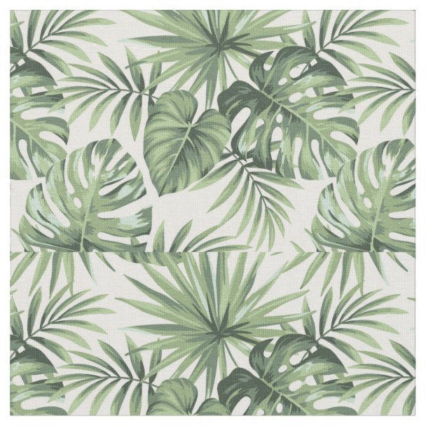 Green Palm Trees Pattern Fabric | Zazzle