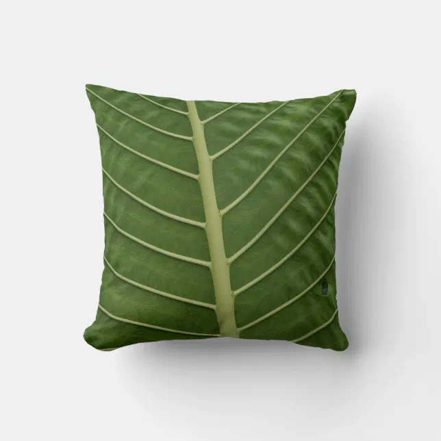 Green Tropical Rainforest Taro Leaf Veins Pattern Throw Pillow | Zazzle