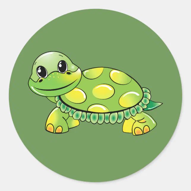 Green Turtle Classic Round Sticker | Zazzle