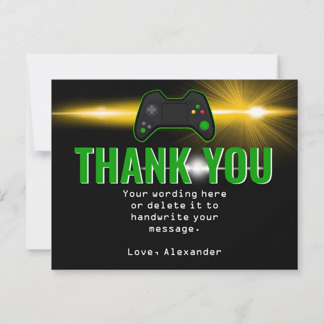 Green Video Game Party Thank You Card | Zazzle