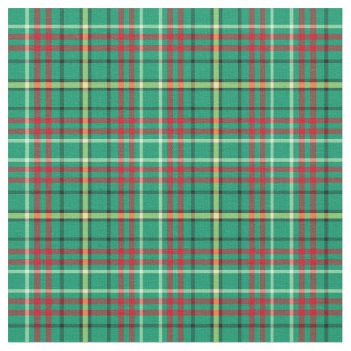 Green Vintage Christmas Plaid Fabric | Zazzle