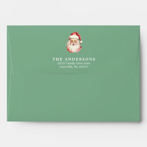 Green Vintage Retro Santa Claus Return Address Envelope | Zazzle