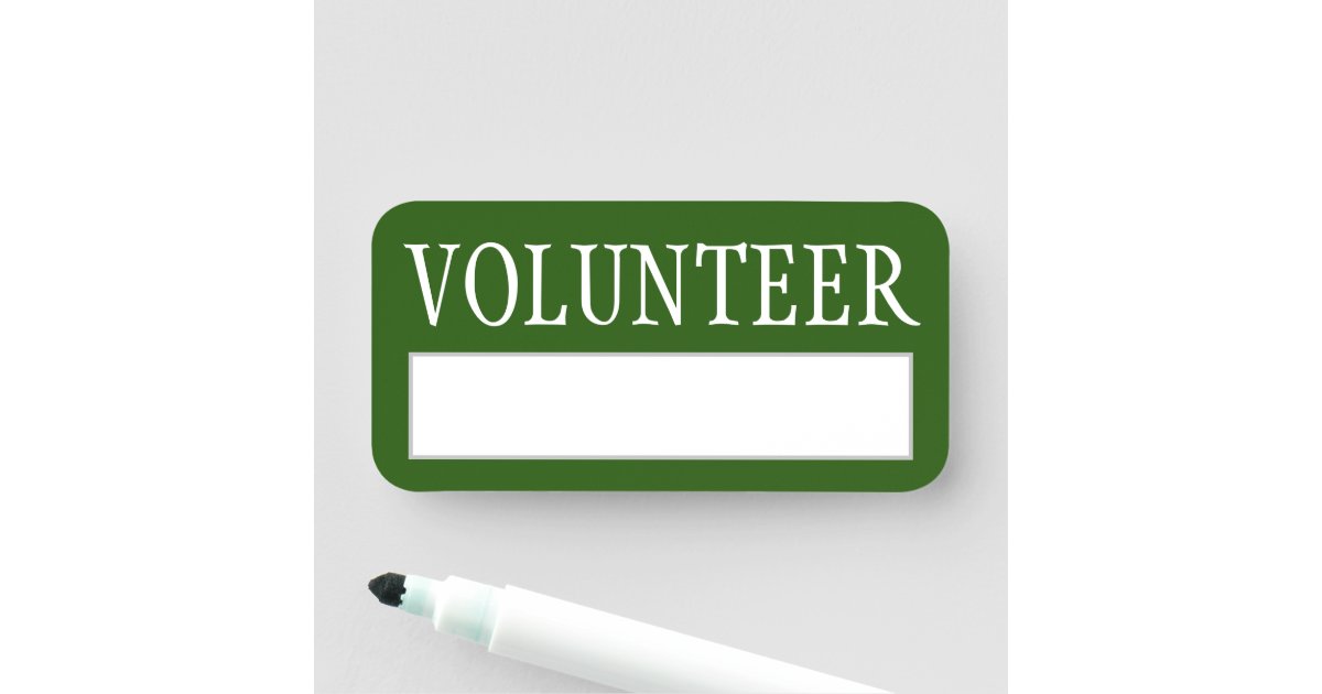 Green "VOLUNTEER" Name Tag | Zazzle