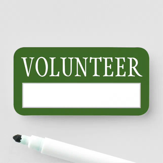 Green "VOLUNTEER" Name Tag | Zazzle