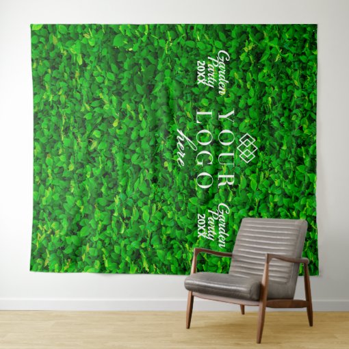 Green Wall Garden Custom Logo Party Backdrop | Zazzle
