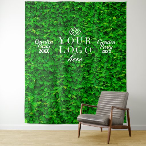 Green Wall Garden Custom Logo Party Backdrop | Zazzle