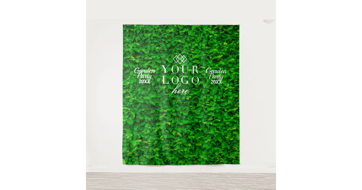 Green Wall Garden Custom Logo Party Backdrop | Zazzle