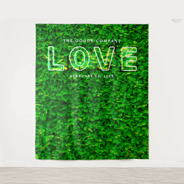 Green Wall Love Neon Sign Wedding Backdrop | Zazzle
