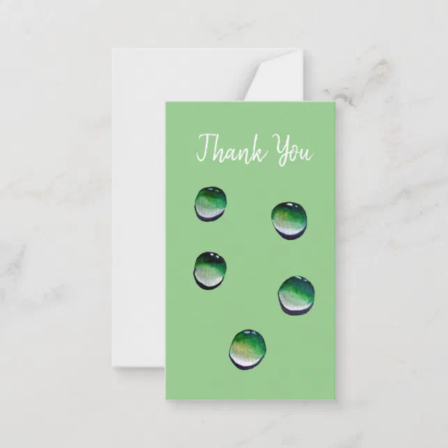Green water drops water art note card | Zazzle