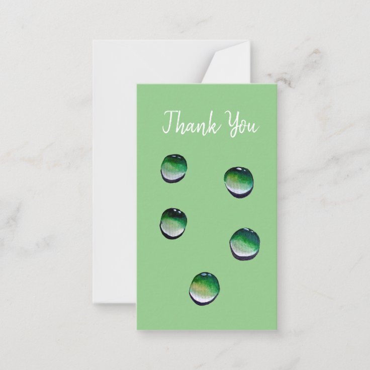 Green water drops water art note card | Zazzle