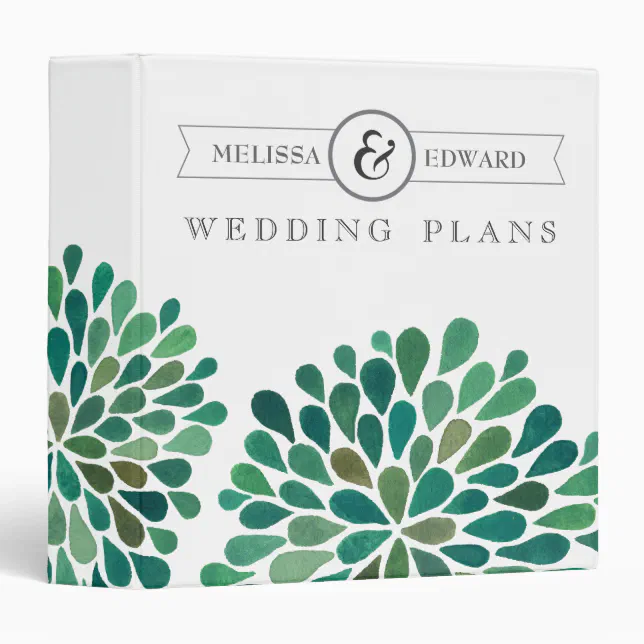 Green Watercolor Dahlias Wedding Planner Binder | Zazzle