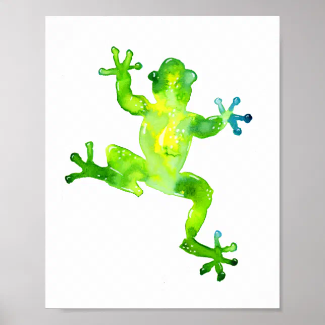 Green Watercolor Frog Poster | Zazzle