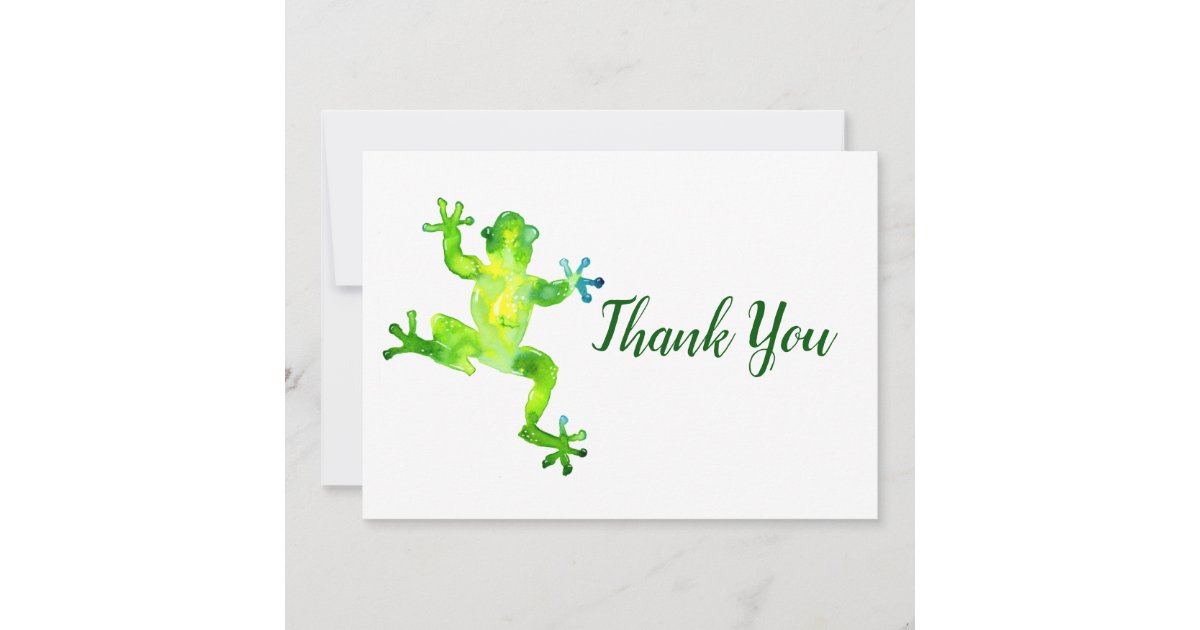 Green Watercolor Frog Thank You Card | Zazzle