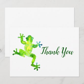 Green Watercolor Frog Thank You Card | Zazzle