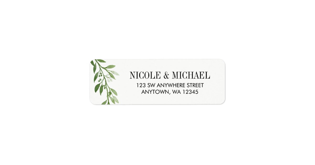 Green Watercolor Laurel Leaf Wreath Label | Zazzle
