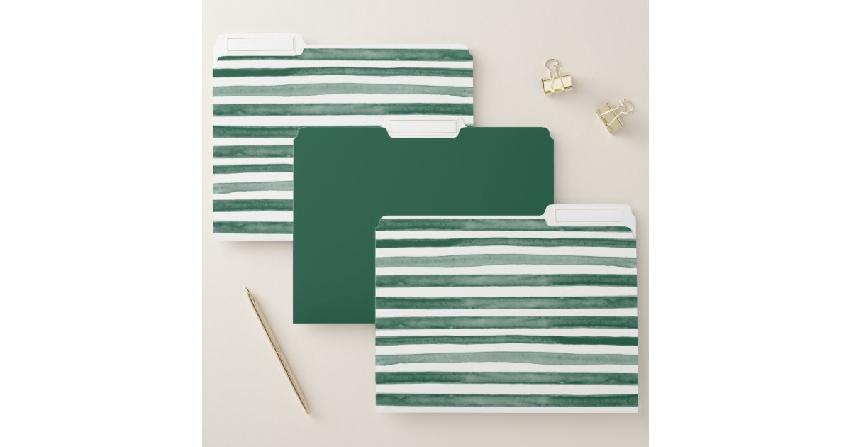 Green WatercolorStripes File Folder | Zazzle