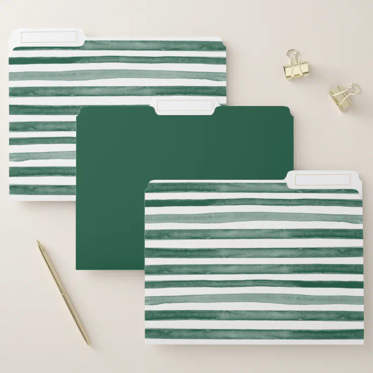 Green WatercolorStripes File Folder | Zazzle