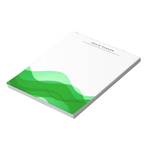 Green Waves Professional Plain Simple Minimalist Notepad | Zazzle