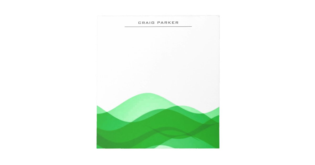 Green Waves Professional Plain Simple Minimalist Notepad | Zazzle