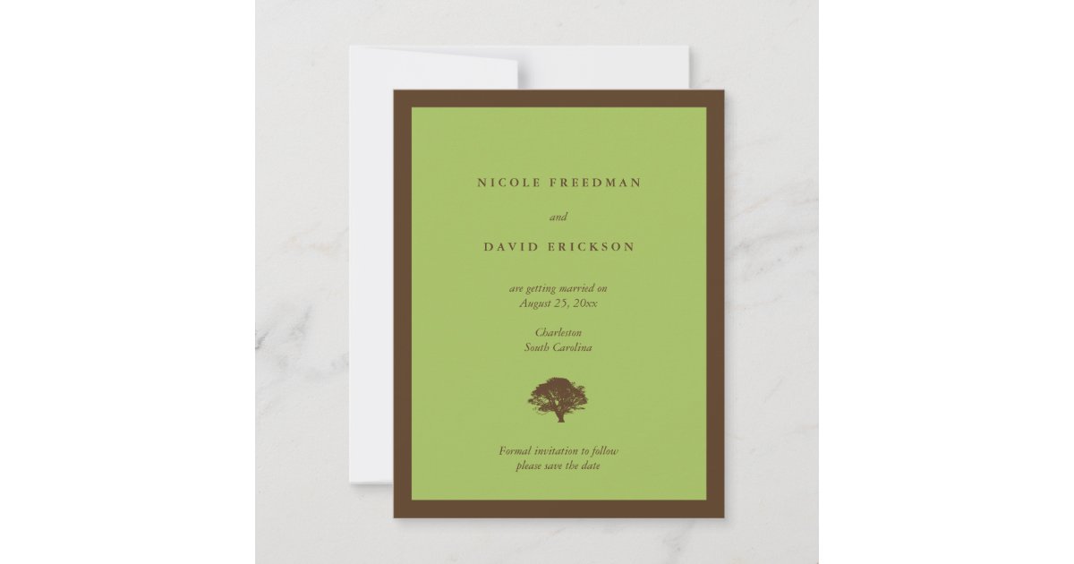 Green wedding announcement oak tree save the date | Zazzle